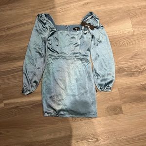 Lulus | Dresses | Slate Blue Satin Mini Dress | Poshmark
